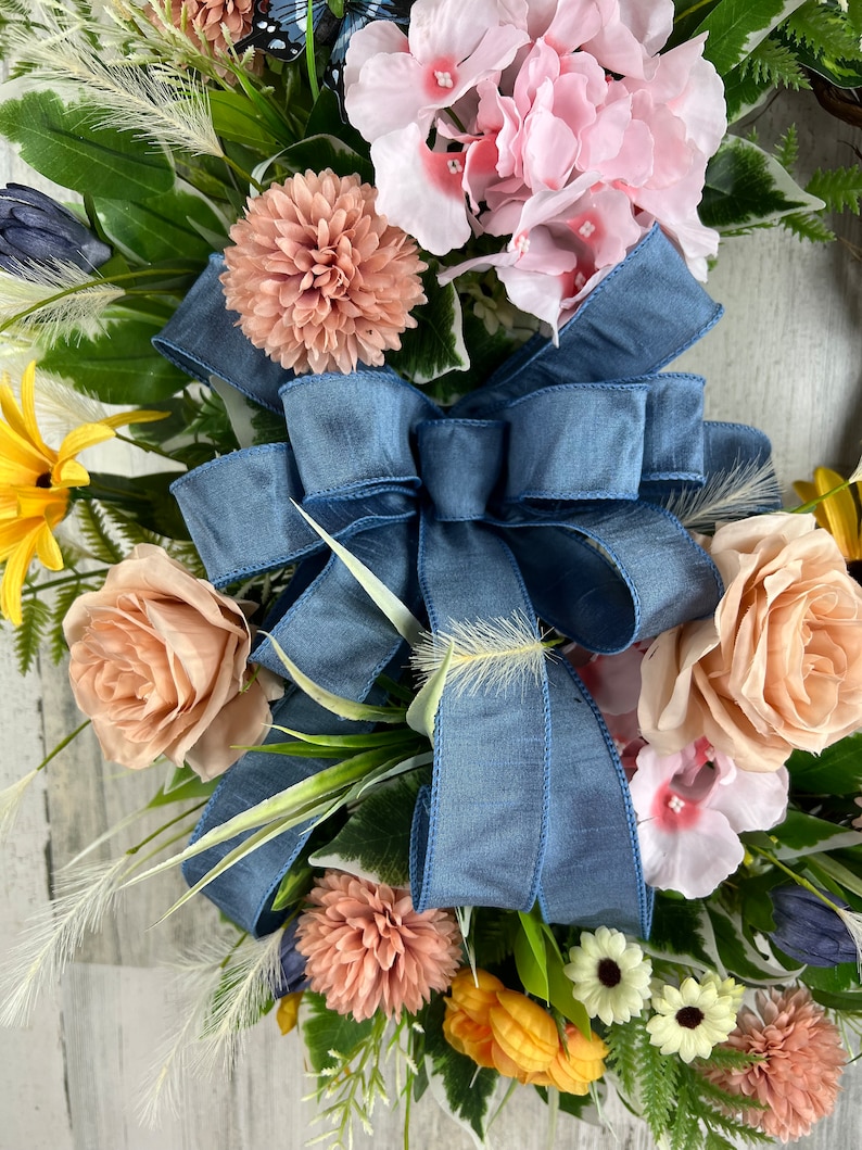 Oval Grapevine Floral Wreath, Spring Wreath, Summer Wreath, Gift Idea ...