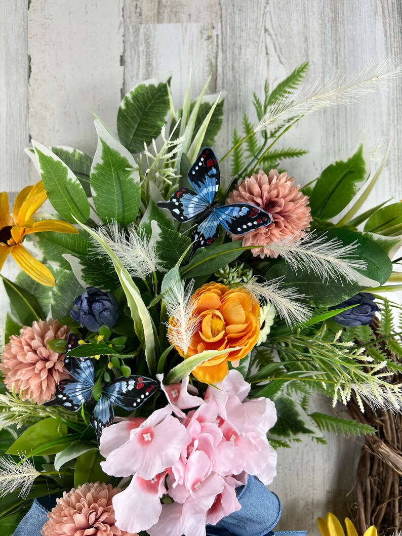 Oval Grapevine Floral Wreath, Spring Wreath, Summer Wreath, Gift Idea ...