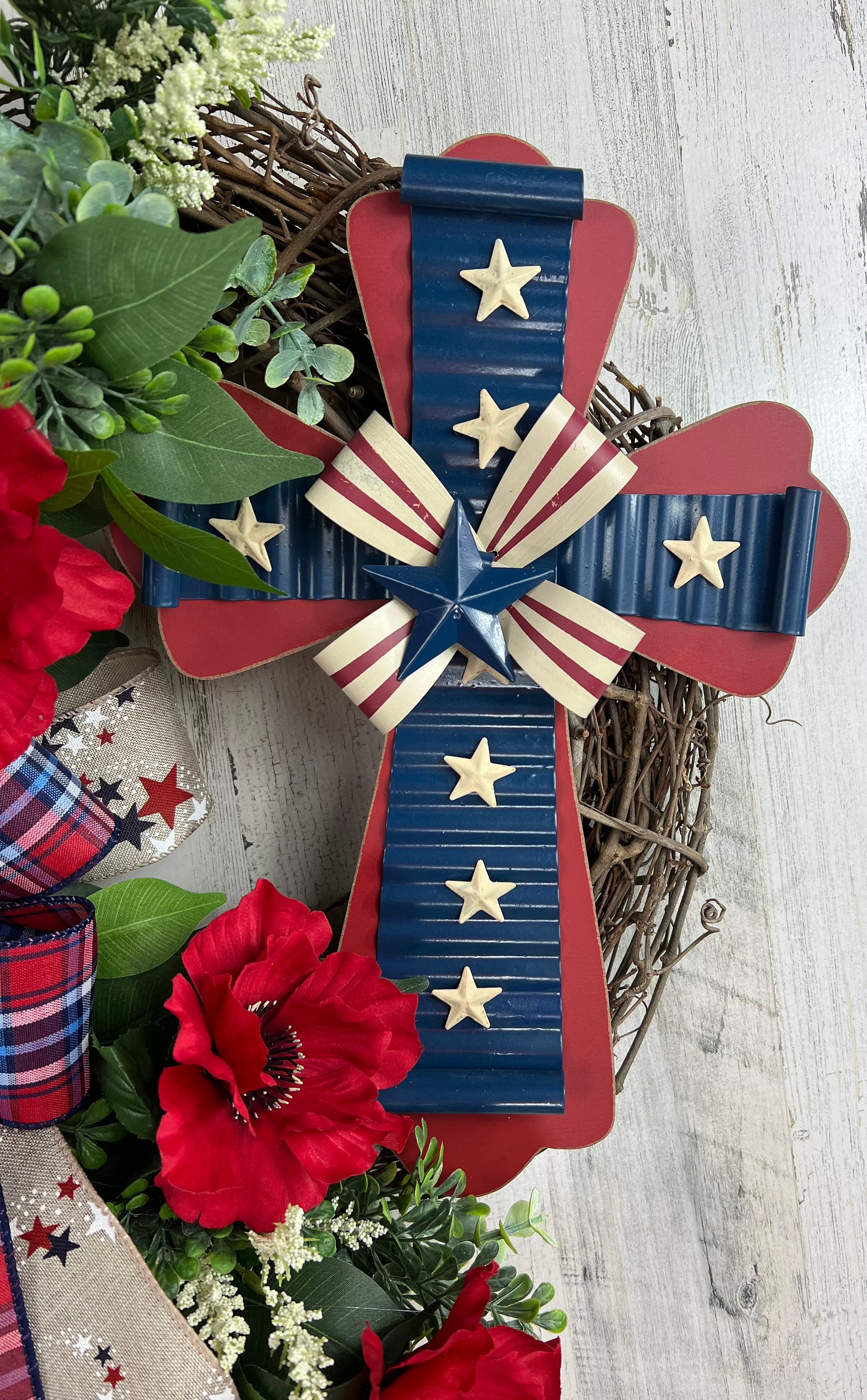 Patriotic Floral Wreath, Memorial Day, Wreath, Fourth of July Wreath ...