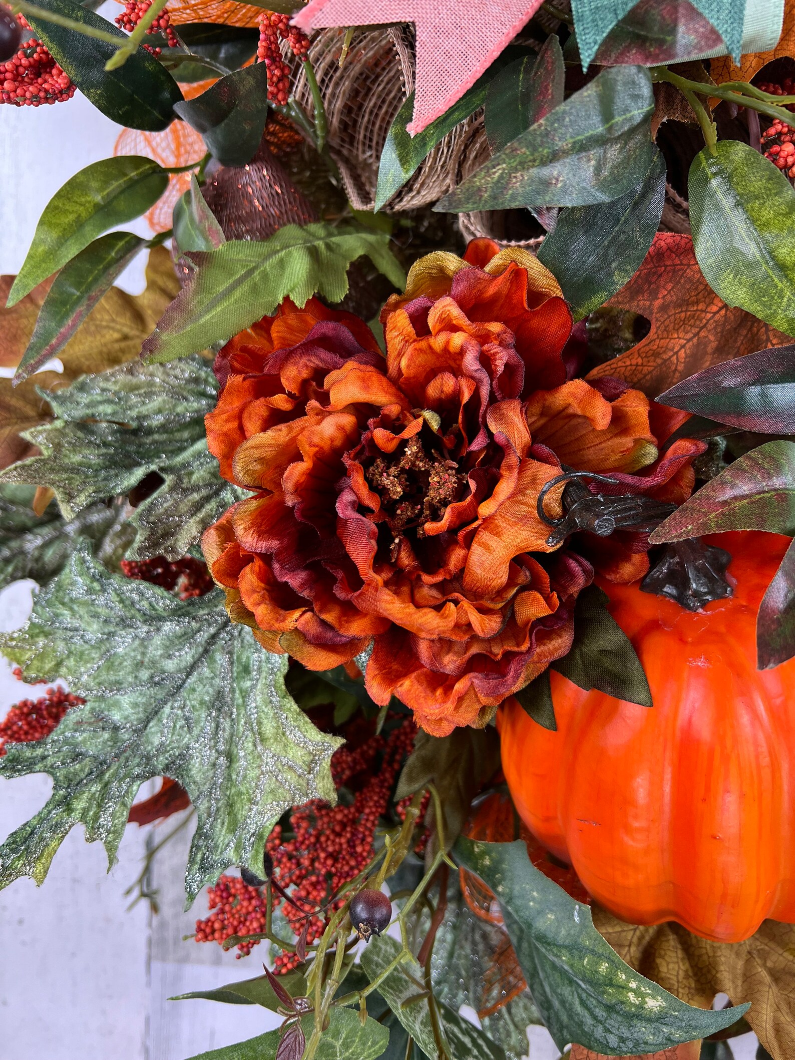 Handmade Autumn Harvest Wreath, Thanksgiving Pumpkin Wreath,fall Door ...