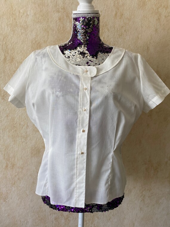 Vintage 1950s white blouse - Gem