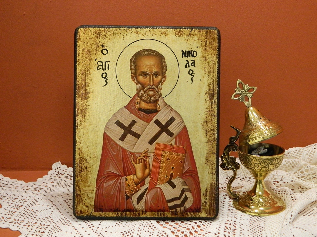 SAINT NICHOLAS, Byzantine Handmade Icon, Religious Icon, Orthodox Icon ...