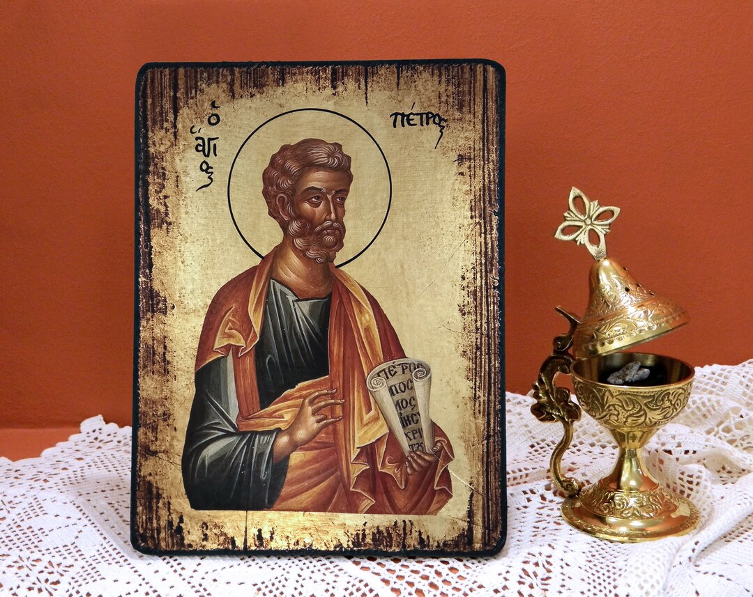 SAINT PETROS, Byzantine Handmade Icon, Religious Icon, Orthodox Icon ...