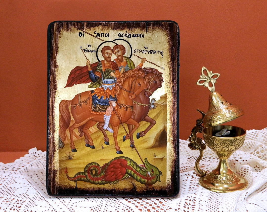 Saints Theodore Icon: Byzantine Handmade Orthodox Art, Name-day Gift - Etsy
