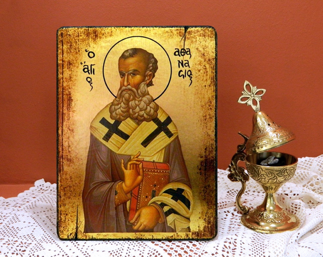 SAINT ATHANASIOS, Byzantine Icon, Handmade Icon, Religious Icon, Greek ...