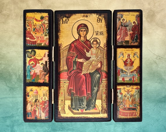 Virgin Theotokos And Child Enthroned