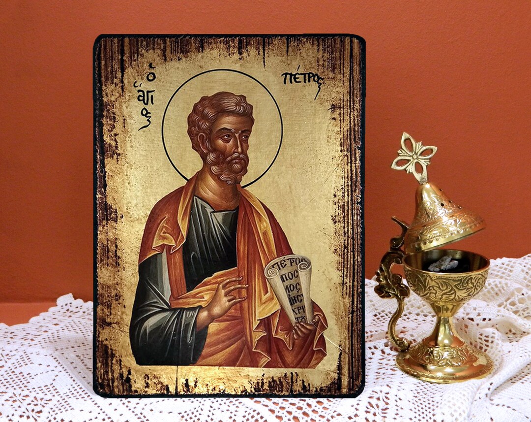 HOLY APOSTLE PETER, Byzantine Icon, Handmade Icon, Religious Icon ...