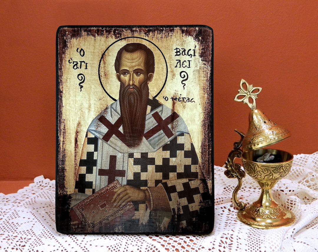 SAINT BASIL, Byzantine Handmade Icon, Greek Orthodox Icon, Wedding ...