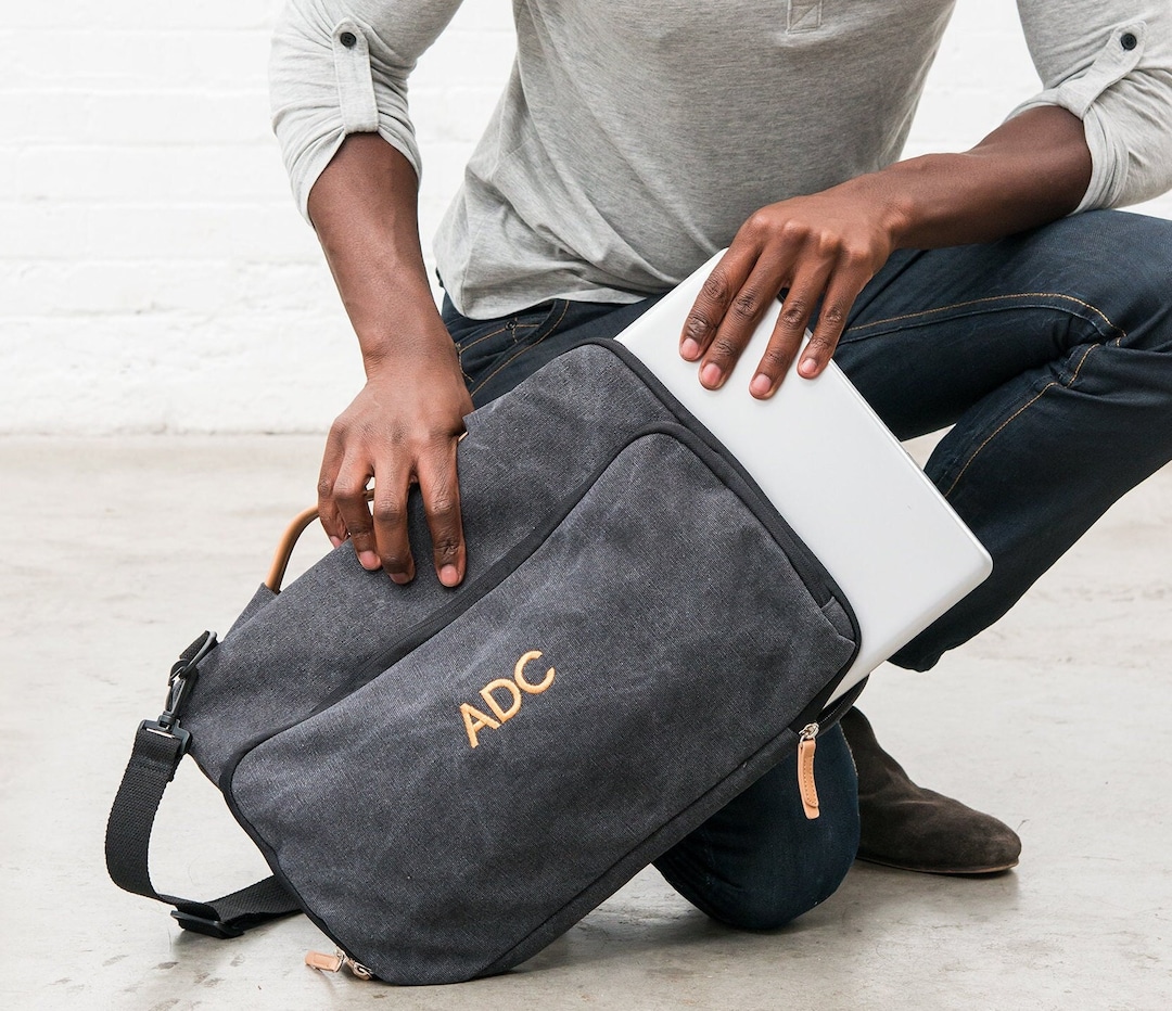 Personalized Messenger Bag – Laptop Bag - Black Laptop Bag – Padded ...