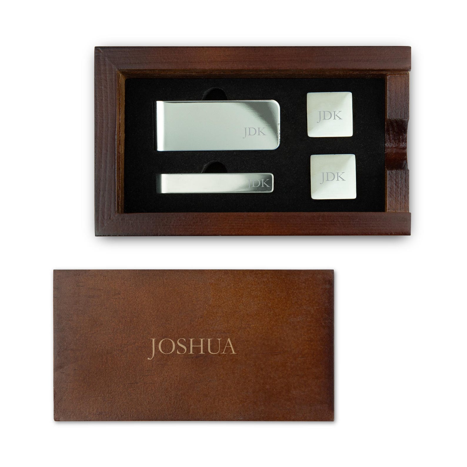 Custom Name Men's Gift Set With Tie Bar, Money Clip and Cufflinks - His ...