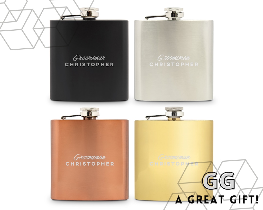 Custom Engraved Flask for Men - Personalized Men's Hip Flask in Black ...