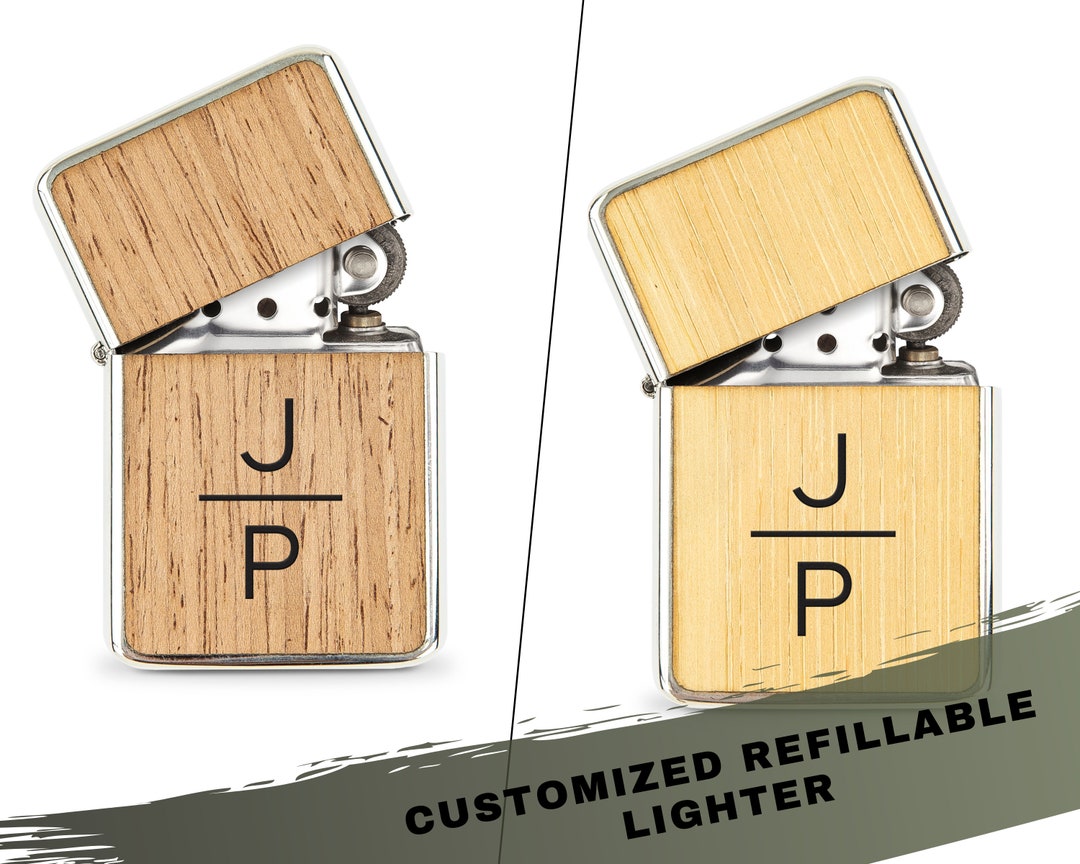 Personalized Initials Refillable Lighter Custom Engraved Groomsman ...