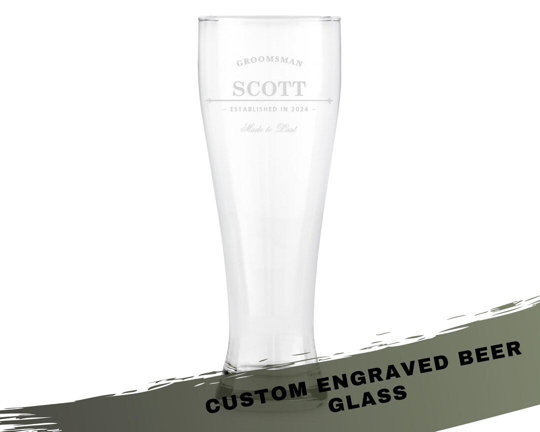 Personalized Groomsmen Gift - Custom Pilsner Beer Glass - Best Man Gift ...