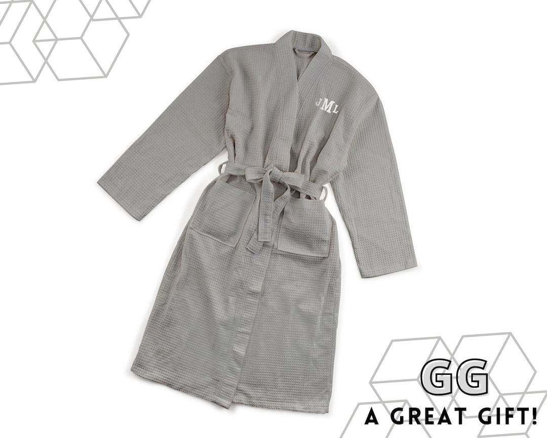 Customized Men's Waffle Robe - Gray Men's Robe – Personalized Men's ...