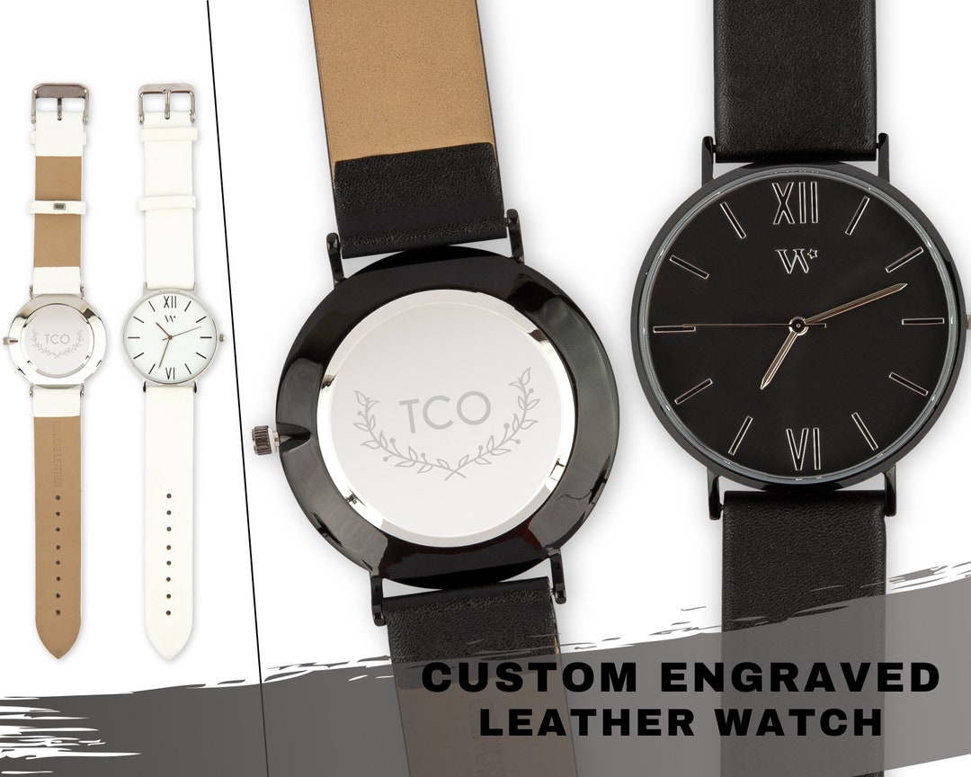 Custom Engraved Black or White Wrist Watch for Groomsmen - Groomsmen ...