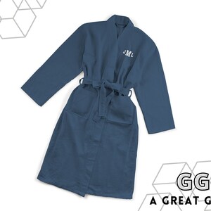 Custom Embroidered Men's Navy Waffle Robe – Personalized Robe for Men ...