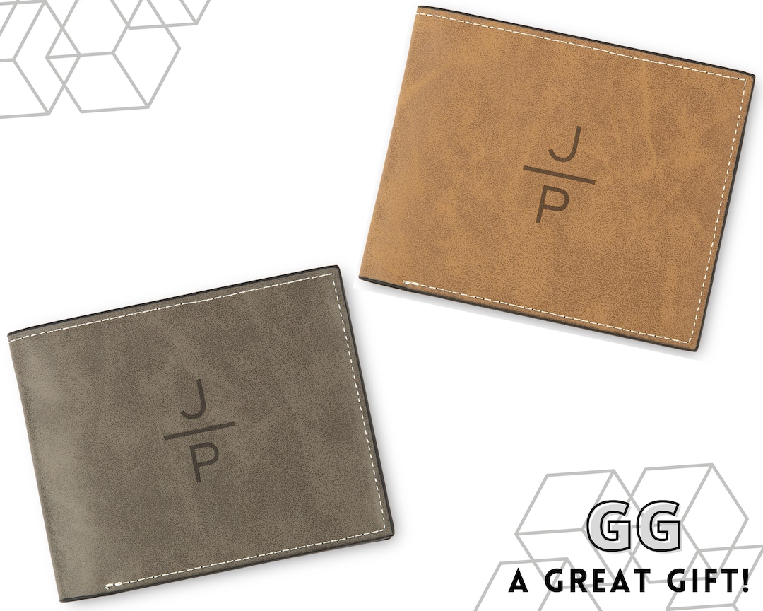Stacked Initials Custom Wallet - Faux Leather - Gifts for Dad - Fathers ...
