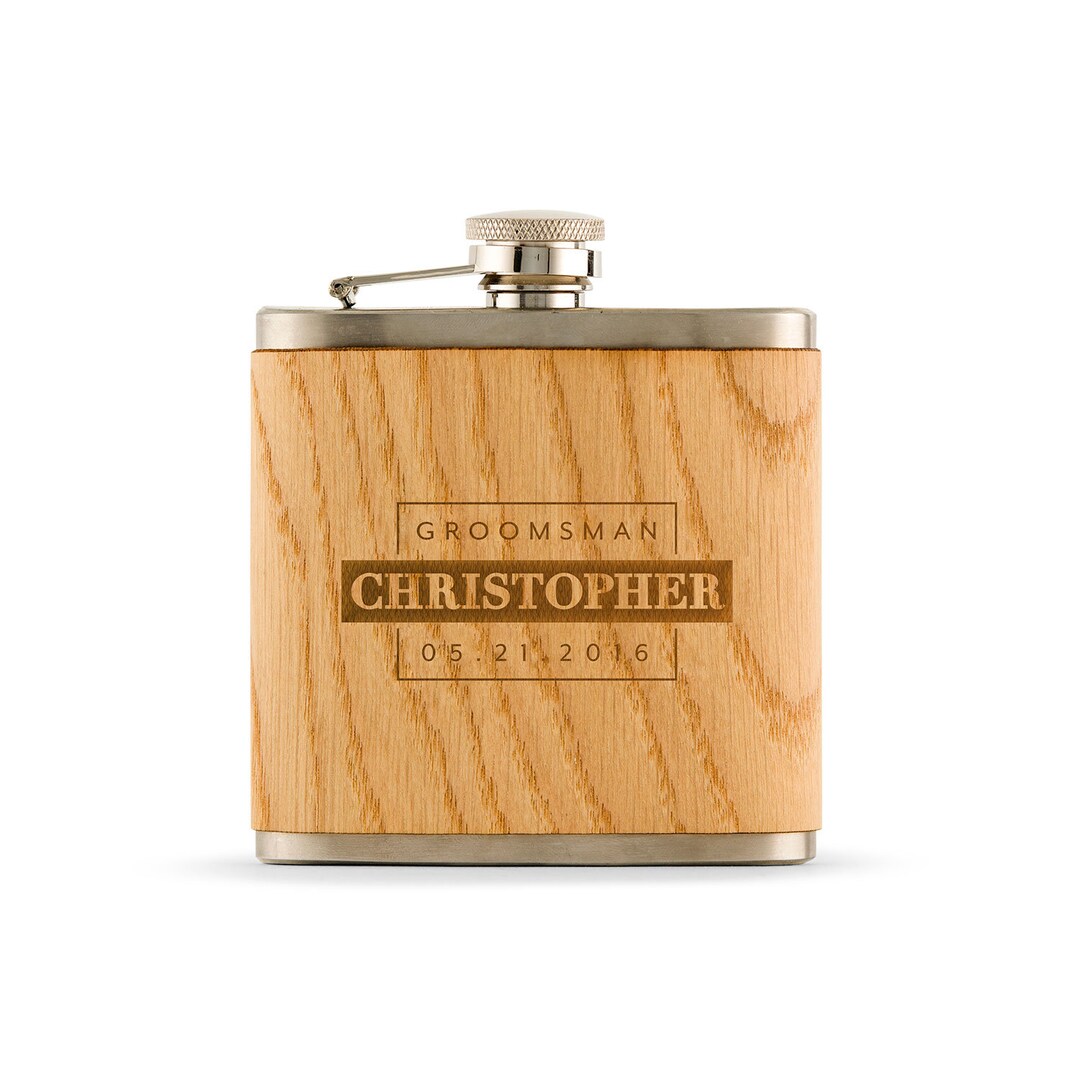 Custom Wood Wrapped Flask for Groomsmen- Wedding Day Essential ...