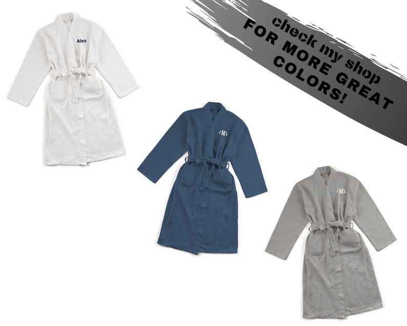 Personalized Men's Navy Waffle Robe Custom Name Robe - Etsy