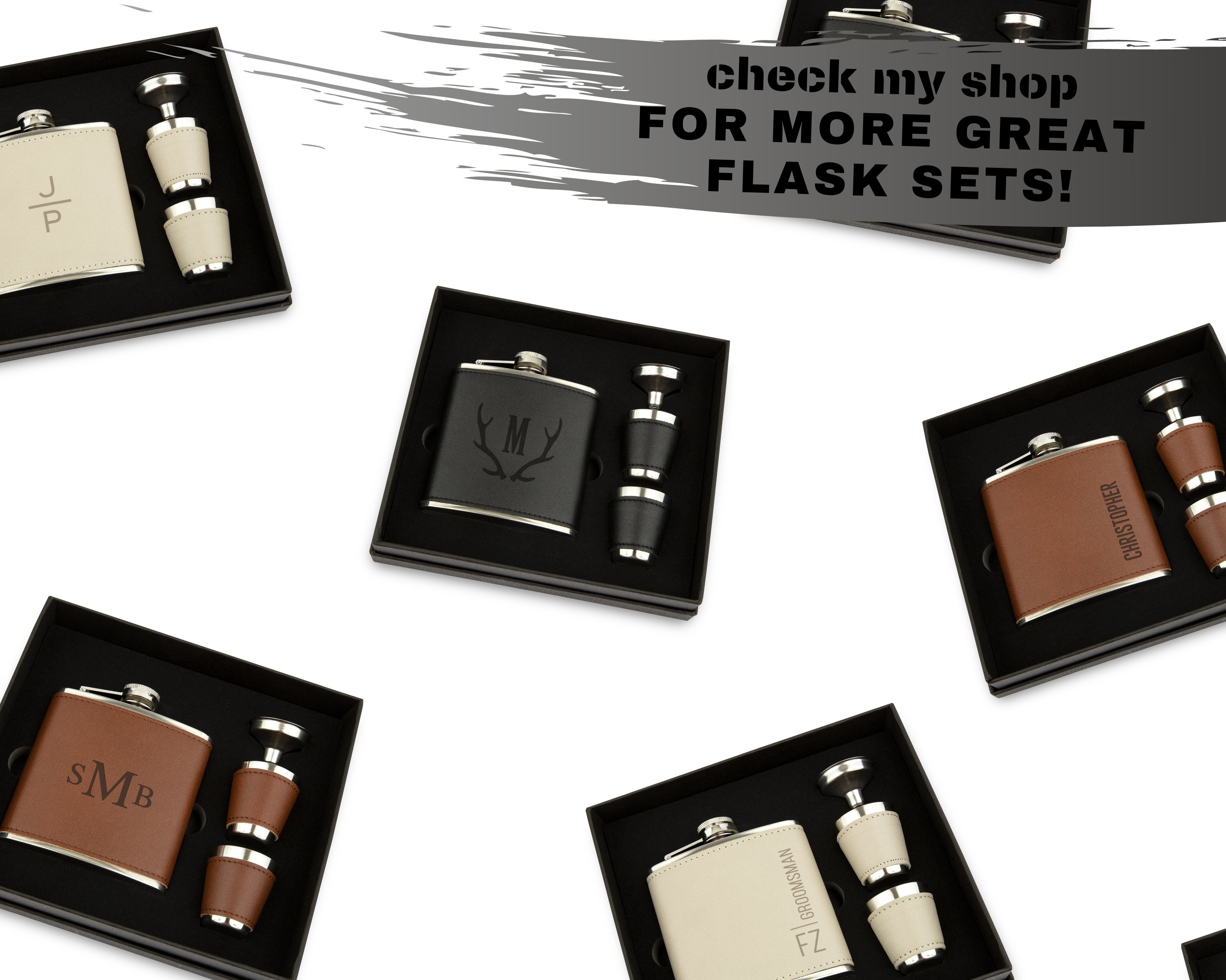 Personalized Flask Gift Set - Men's Custom Flask Gift Set - Custom ...