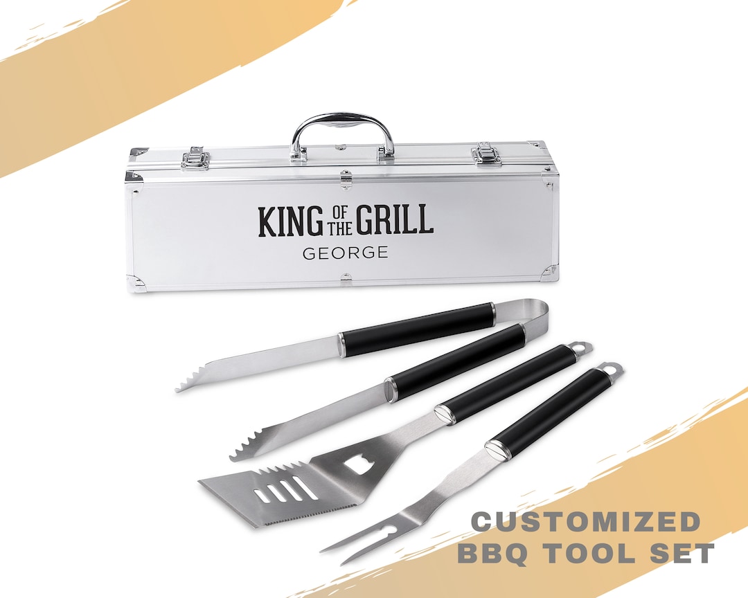 Custom BBQ Tool Set - 3 Piece Barbecue Set - King of the Grill ...
