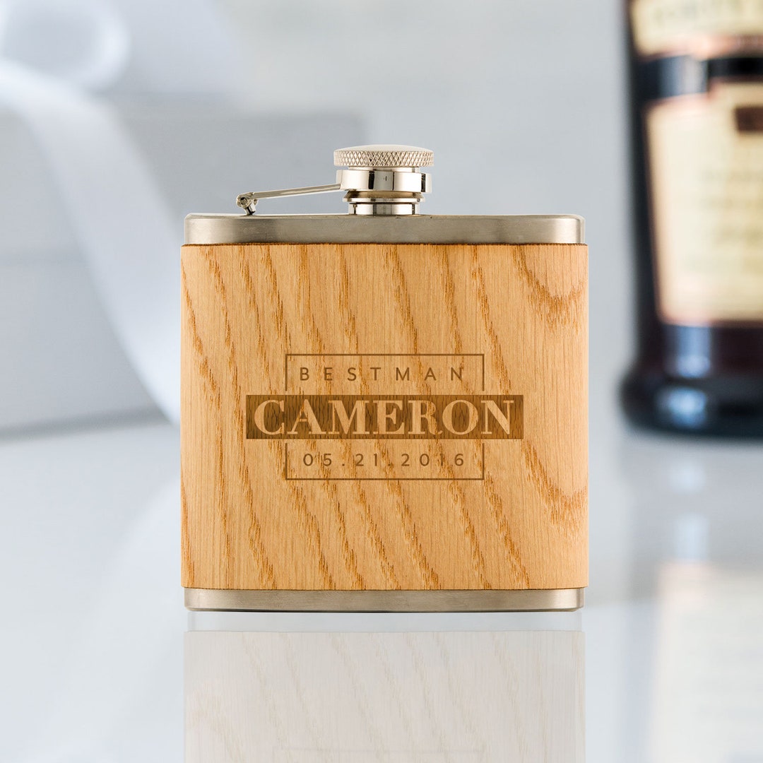 Custom Wood Wrapped Flask for the Best Man- Wedding Day Essential ...