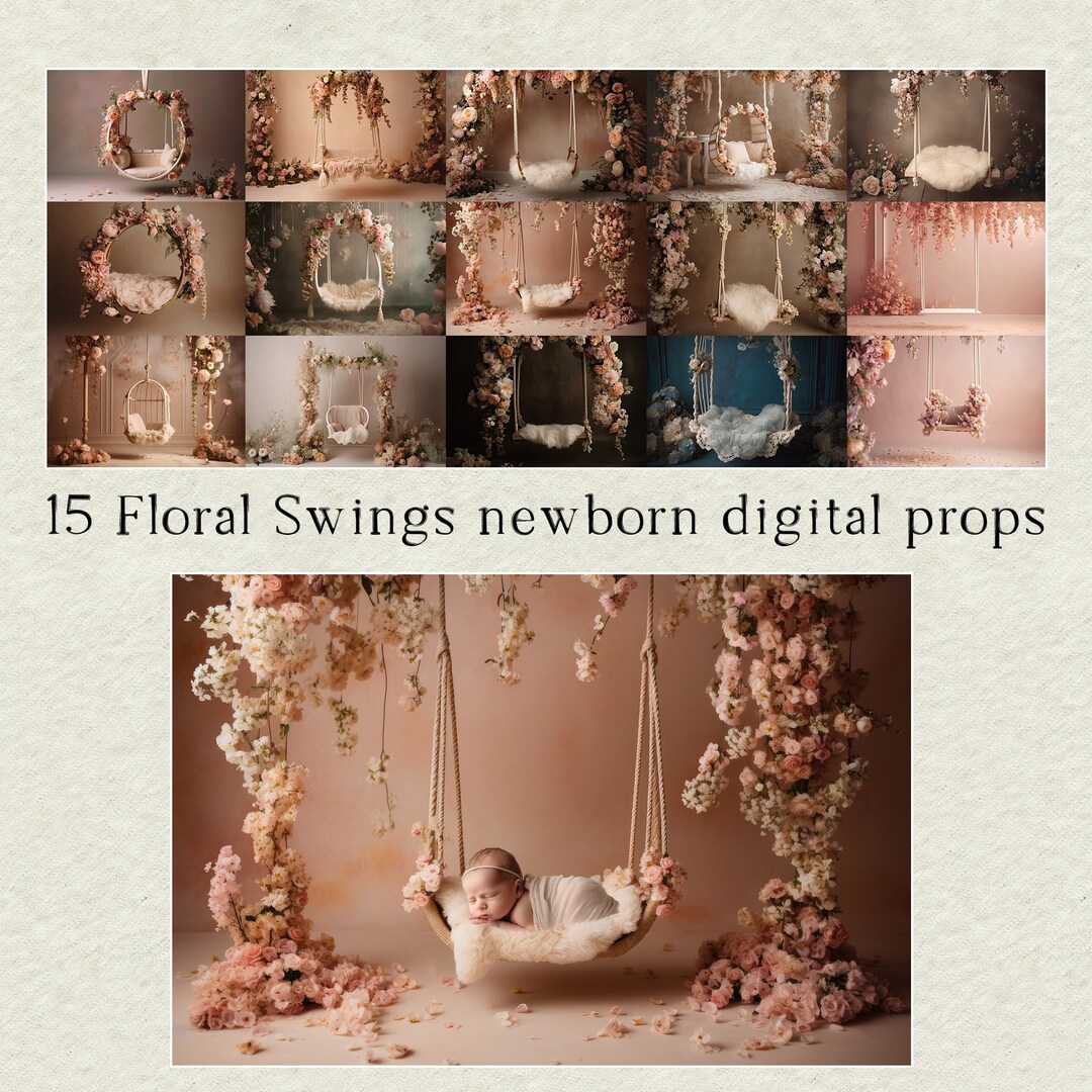 Newborn Digital Backdrop, Floral Swings, Background Prop Overlay ...