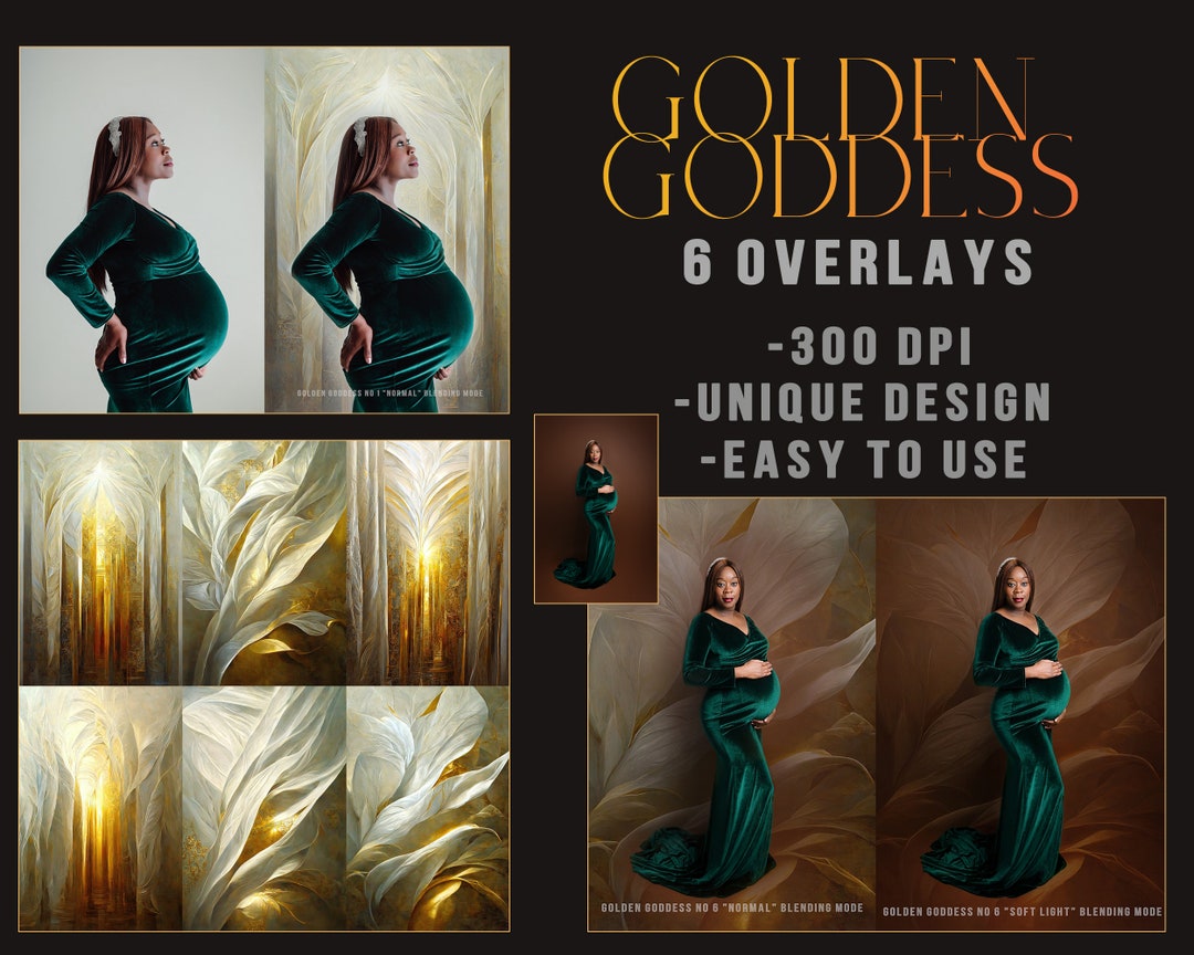 Golden Goddess Fantasy Overlay Texture, Bundle of 6, Digital Backdrop ...