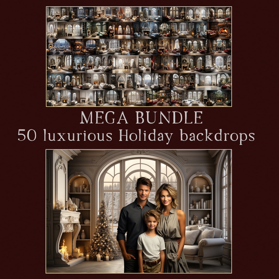 MEGA BUNDLE 50 Holiday Digital Backdrop: Festive Holiday Background ...