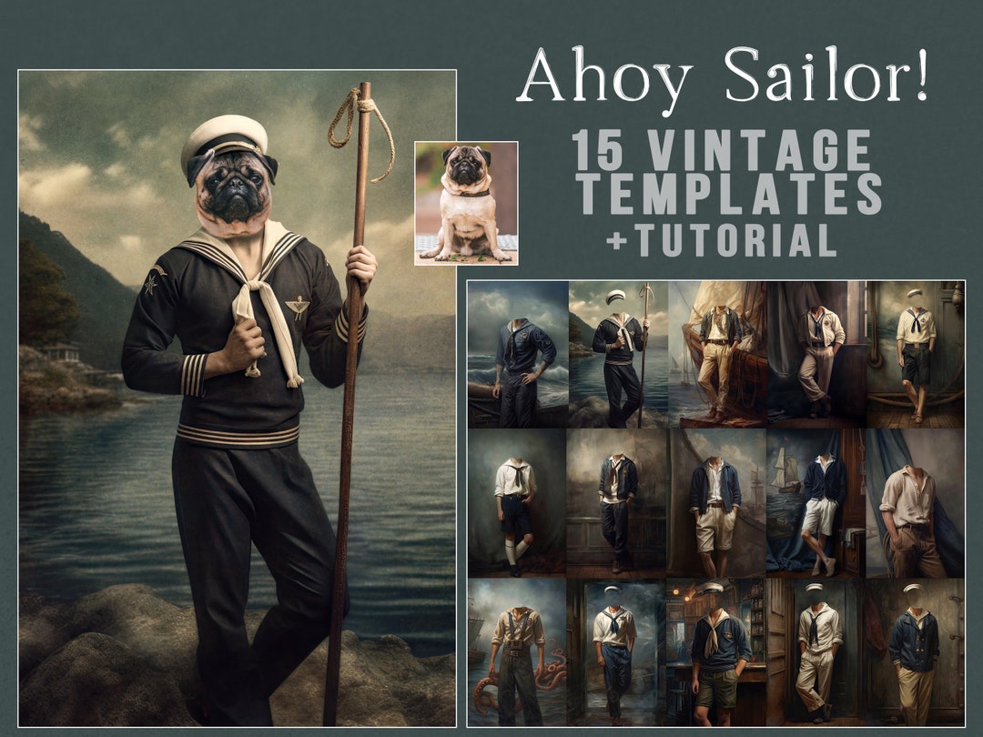Ahoy Sailor! - 15 Vintage Portrait Templates - Funny Pet Gift Idea ...