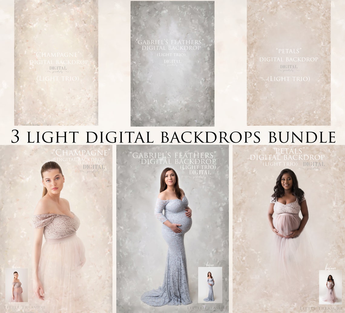3 Light Digital Backdrops BUNDLE Digital Backdrop, Digital Background ...