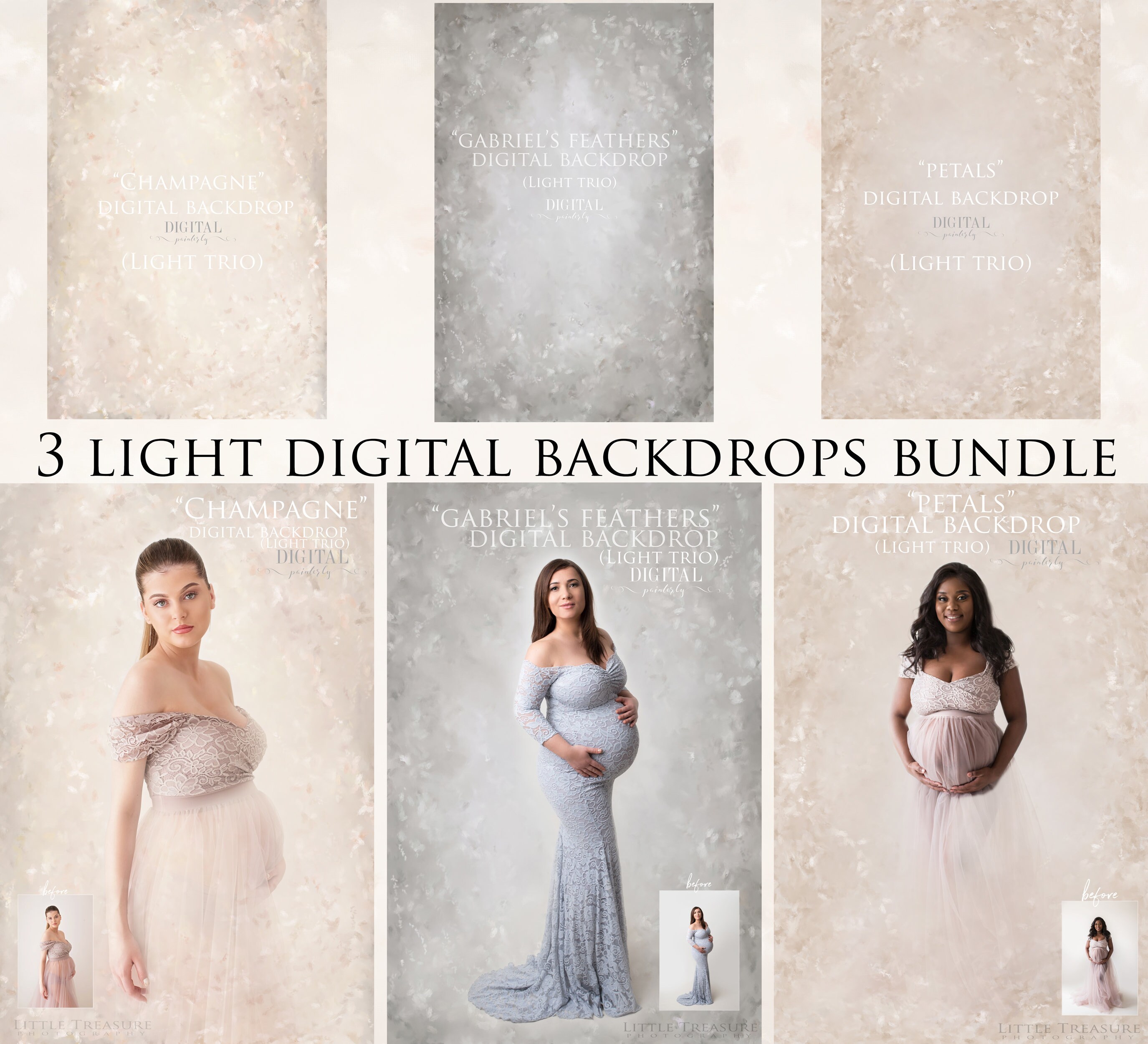 3 Light Digital Backdrops BUNDLE Digital Backdrop Digital - Etsy