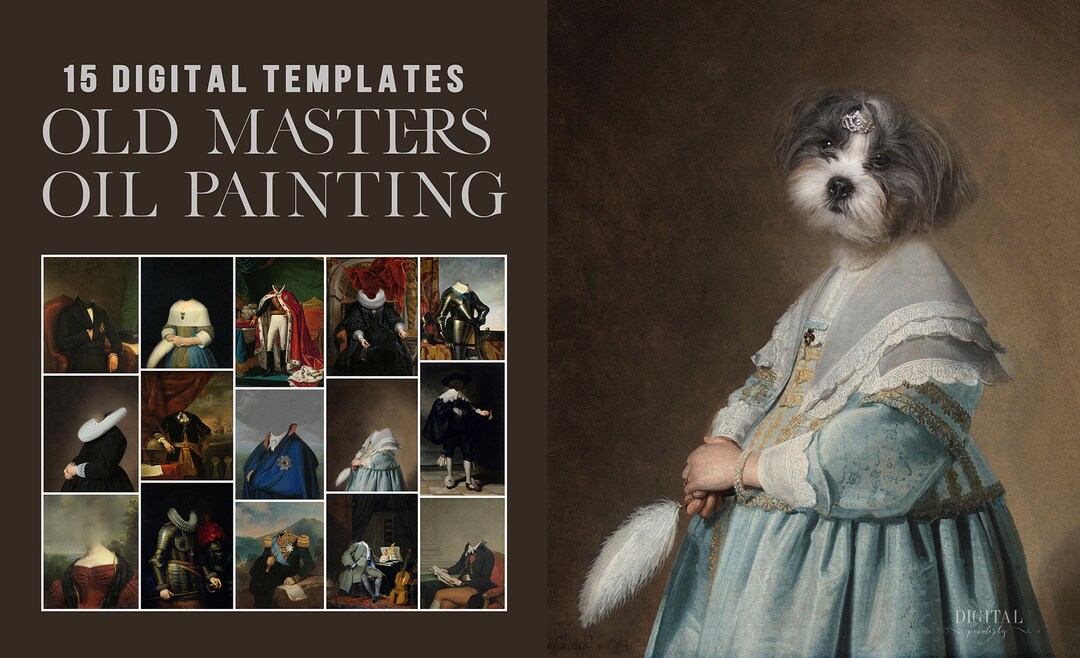 BUNDLE 1 - Old Masters Oil Painting Pet Portrait 15 Templates - Etsy