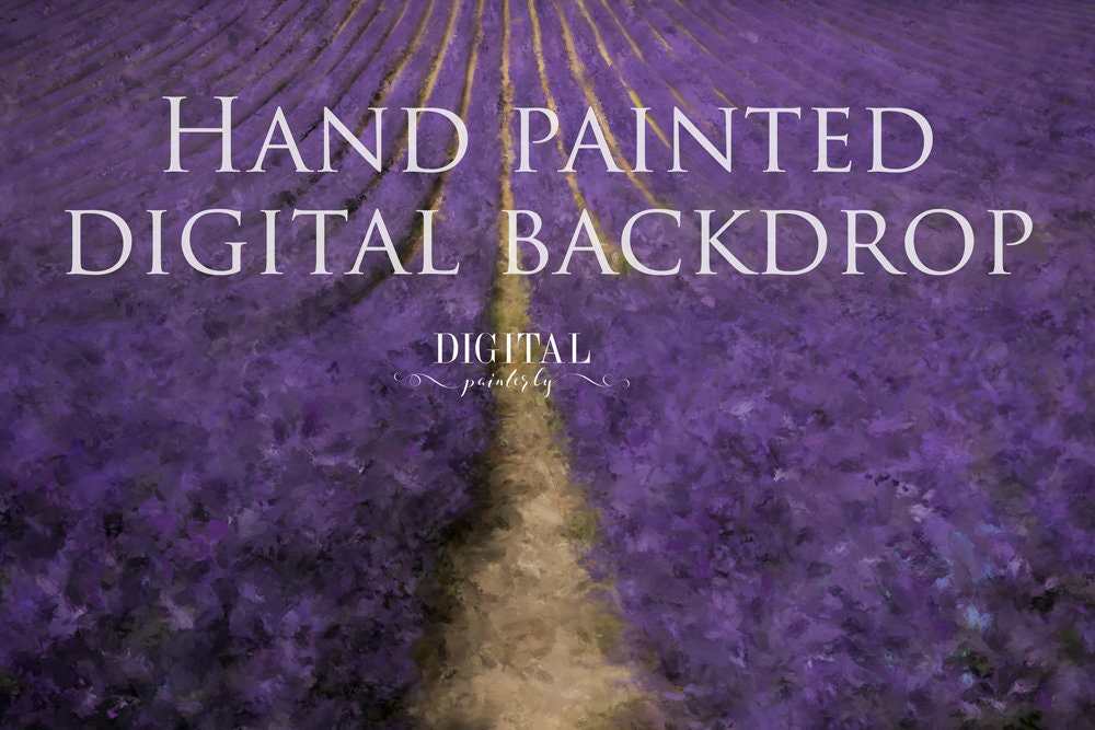 Lavender Field Hand Painted Digital Backdrop Background for ...
