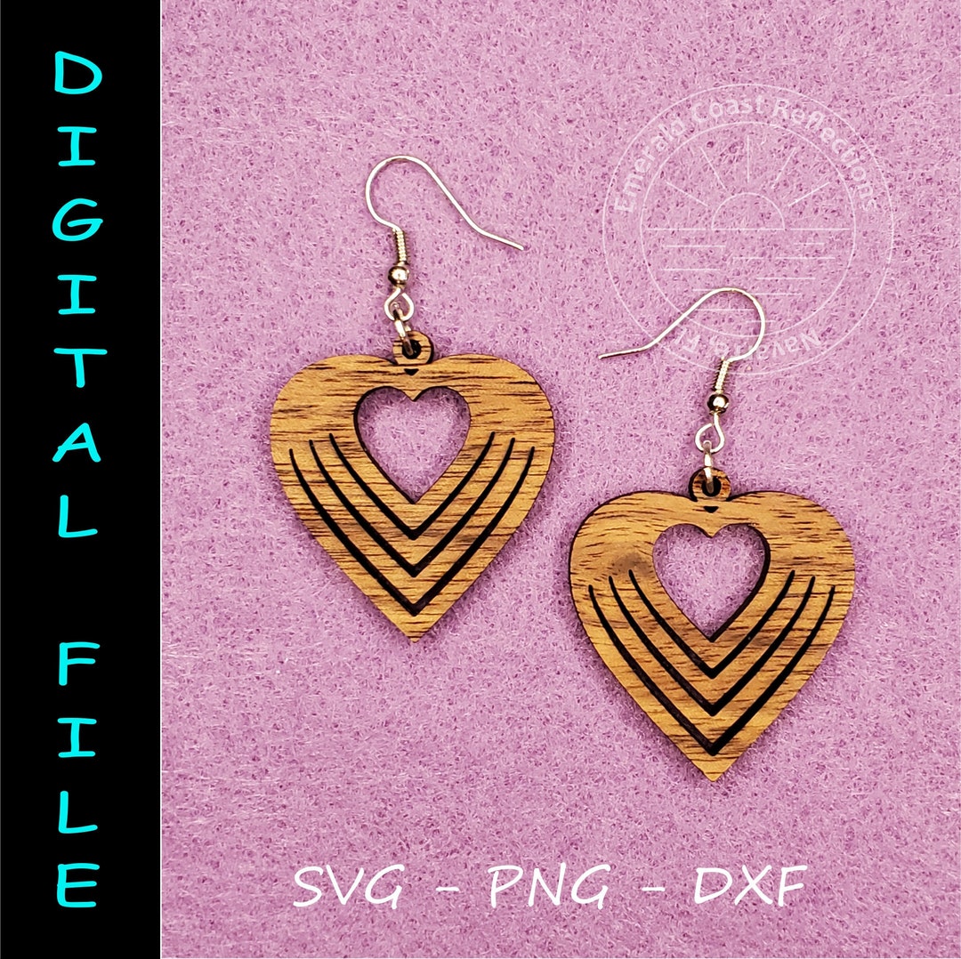Heart Overlay Earring DIGITAL FILE Download - Etsy