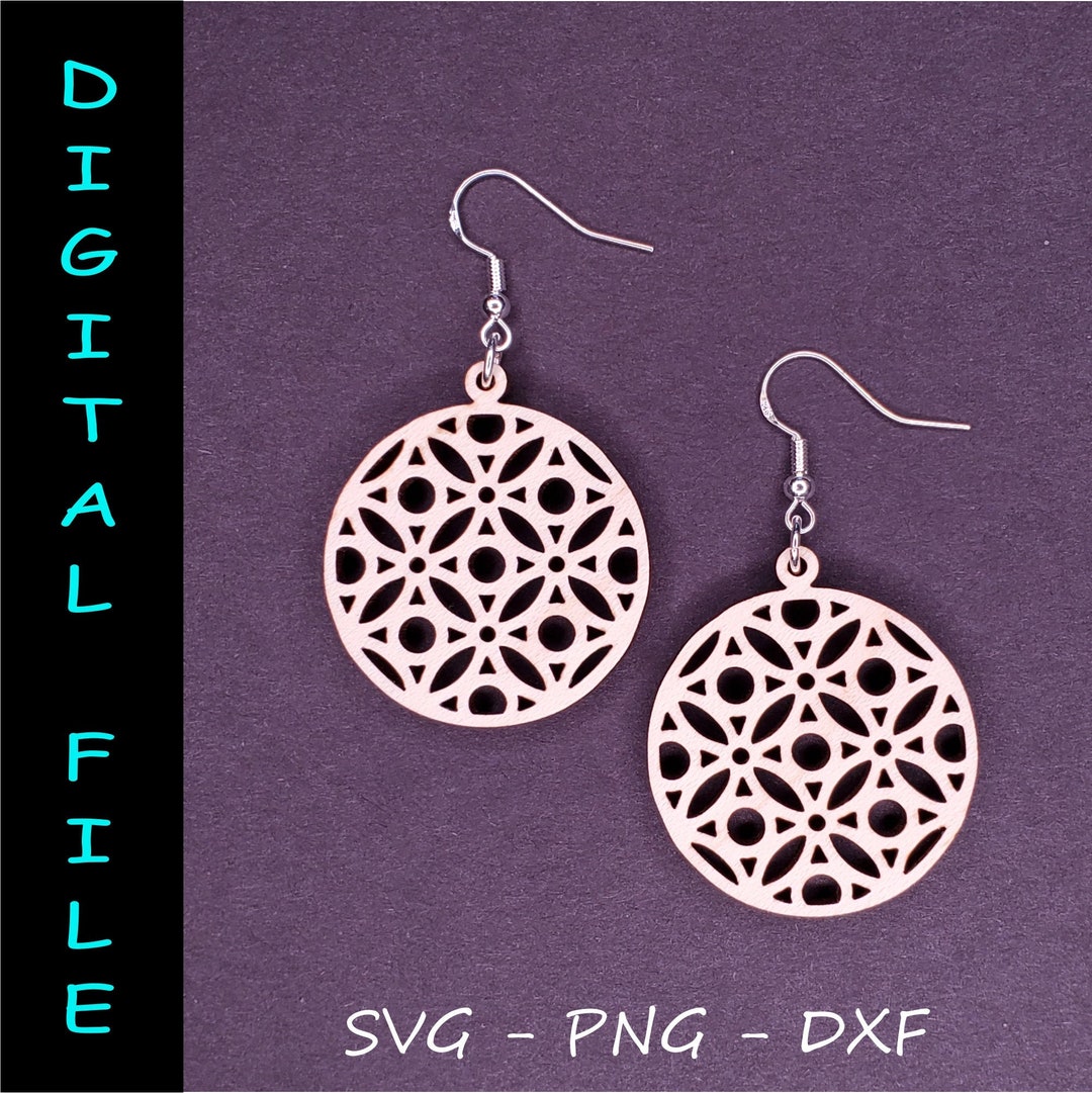Mid Century Modern, Circle Pattern, Circular Shape Earring DIGITAL FILE ...