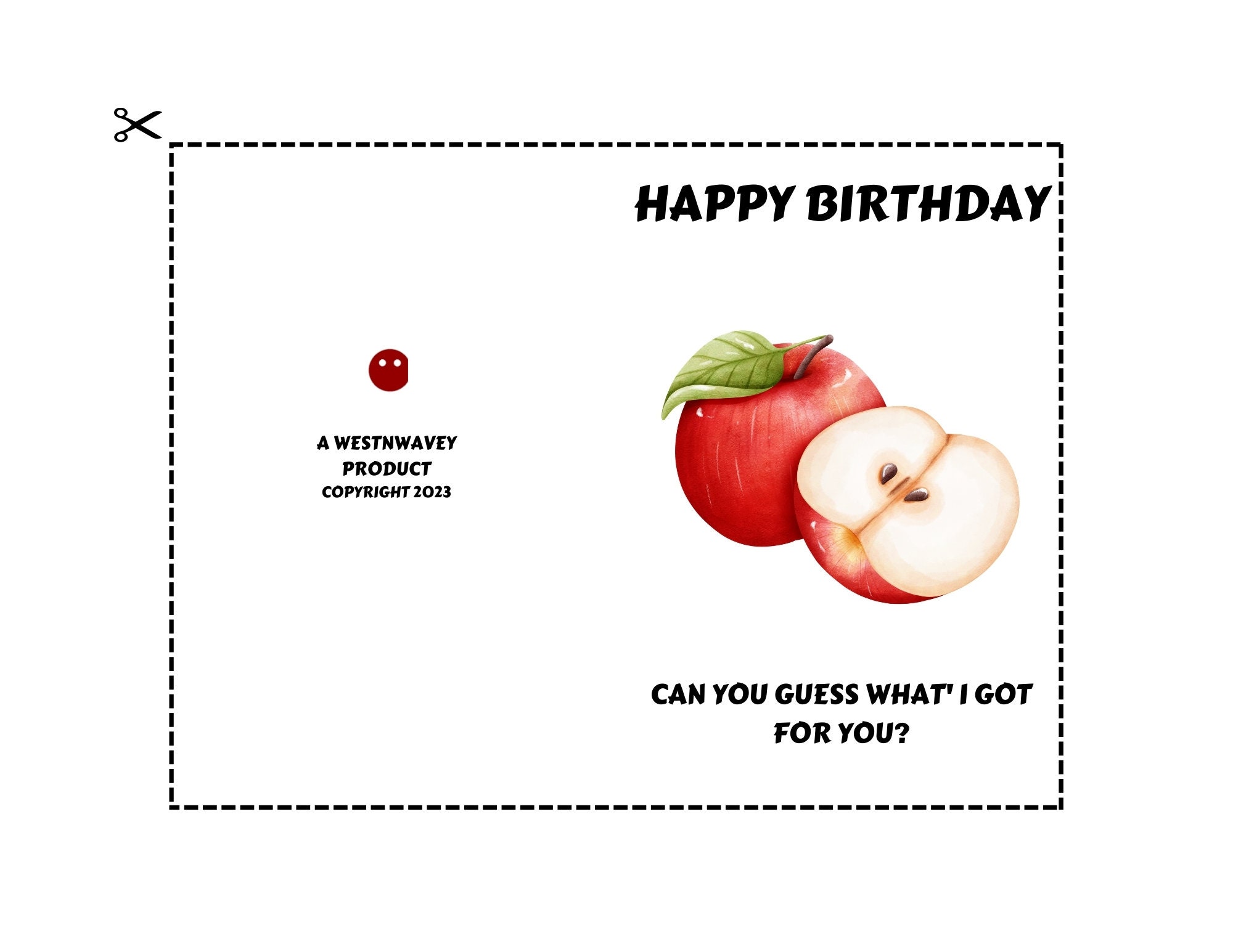 PRINTABLE Apple Birthday Card - Etsy