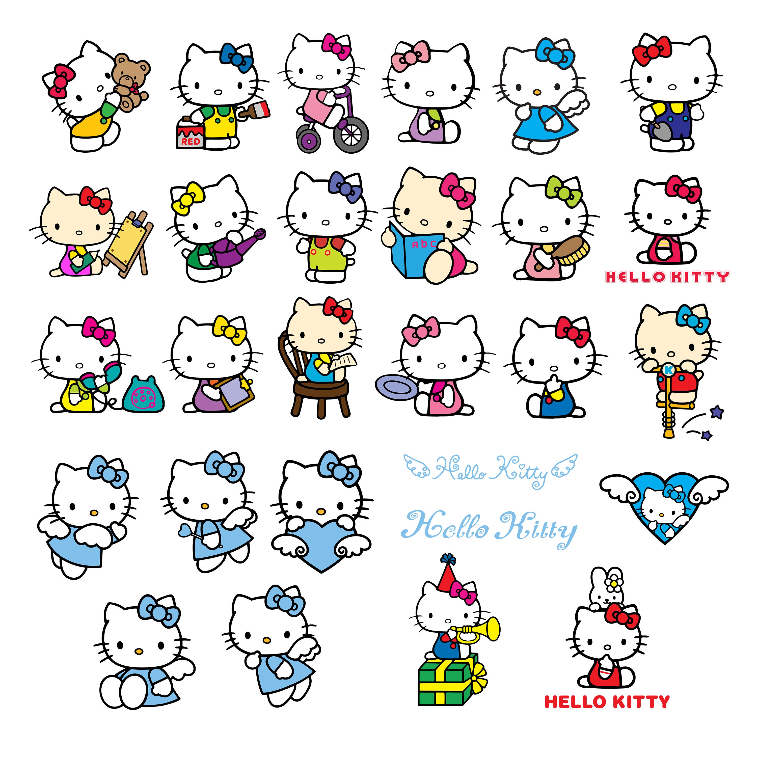 Hello kitty svg png pdf jpg eps dxf t-shirt clipart | Etsy