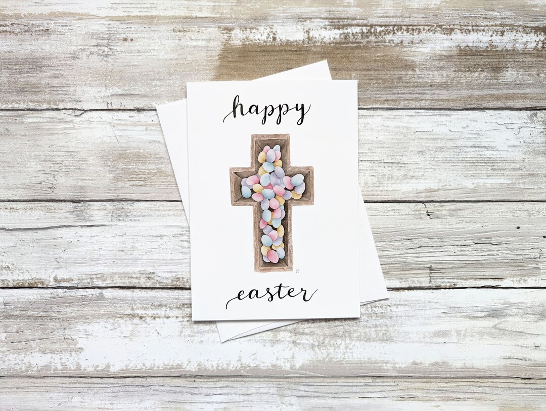 Easter Card Cross Card for Easter Eggs Card Christian Card Easter Cross ...