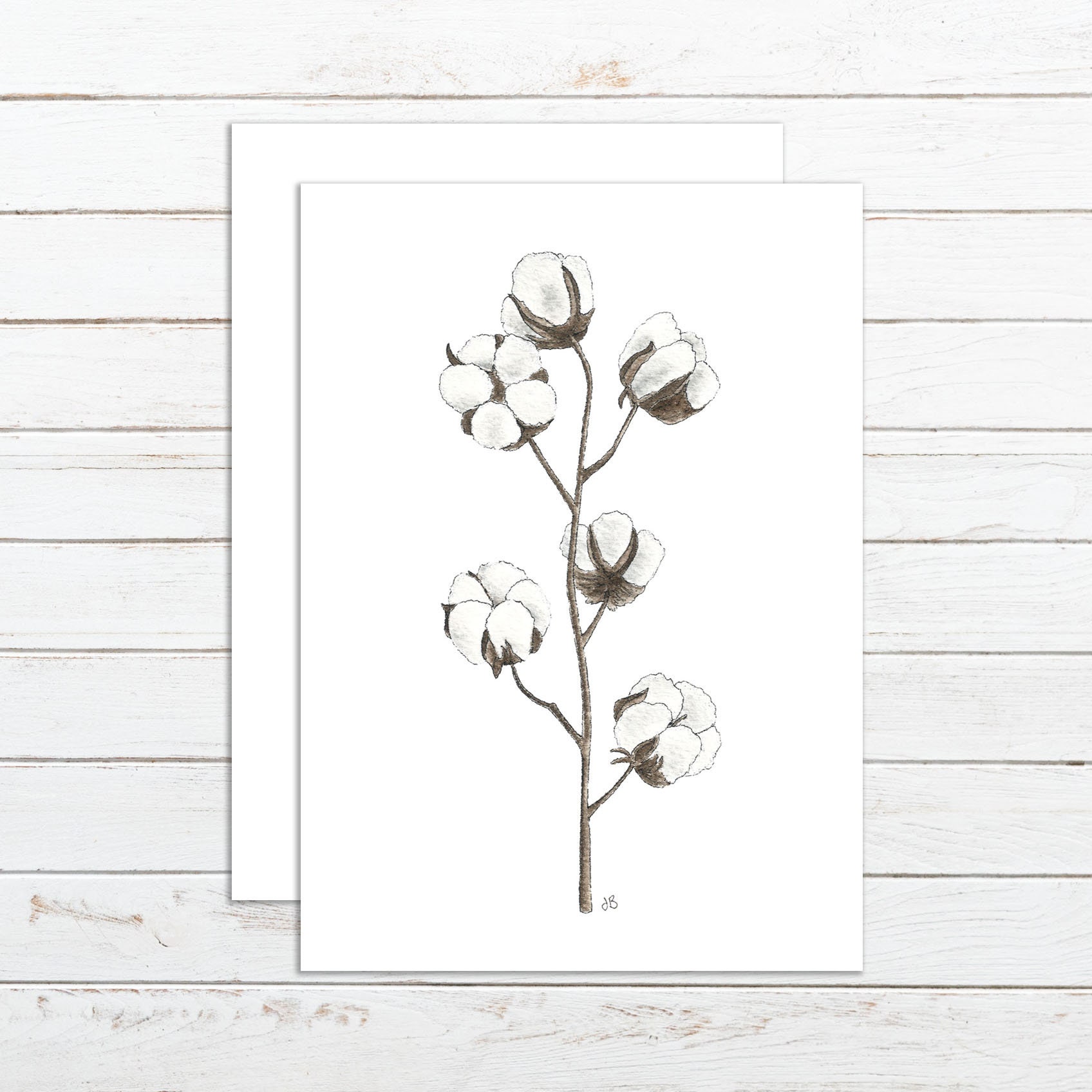 Cotton Card Farmhouse Card for Spring Cotton Stem Card for Farmhouse ...