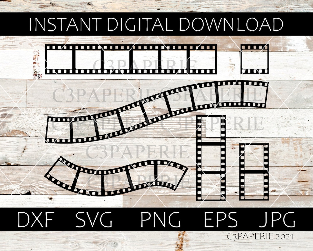 Film Strip Negative, Vector Art Set, Movie Reels, Instant Digital ...
