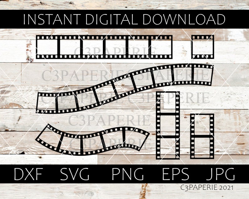 Film Strip Negative, Vector Art Set, Movie Reels, Instant Digital ...