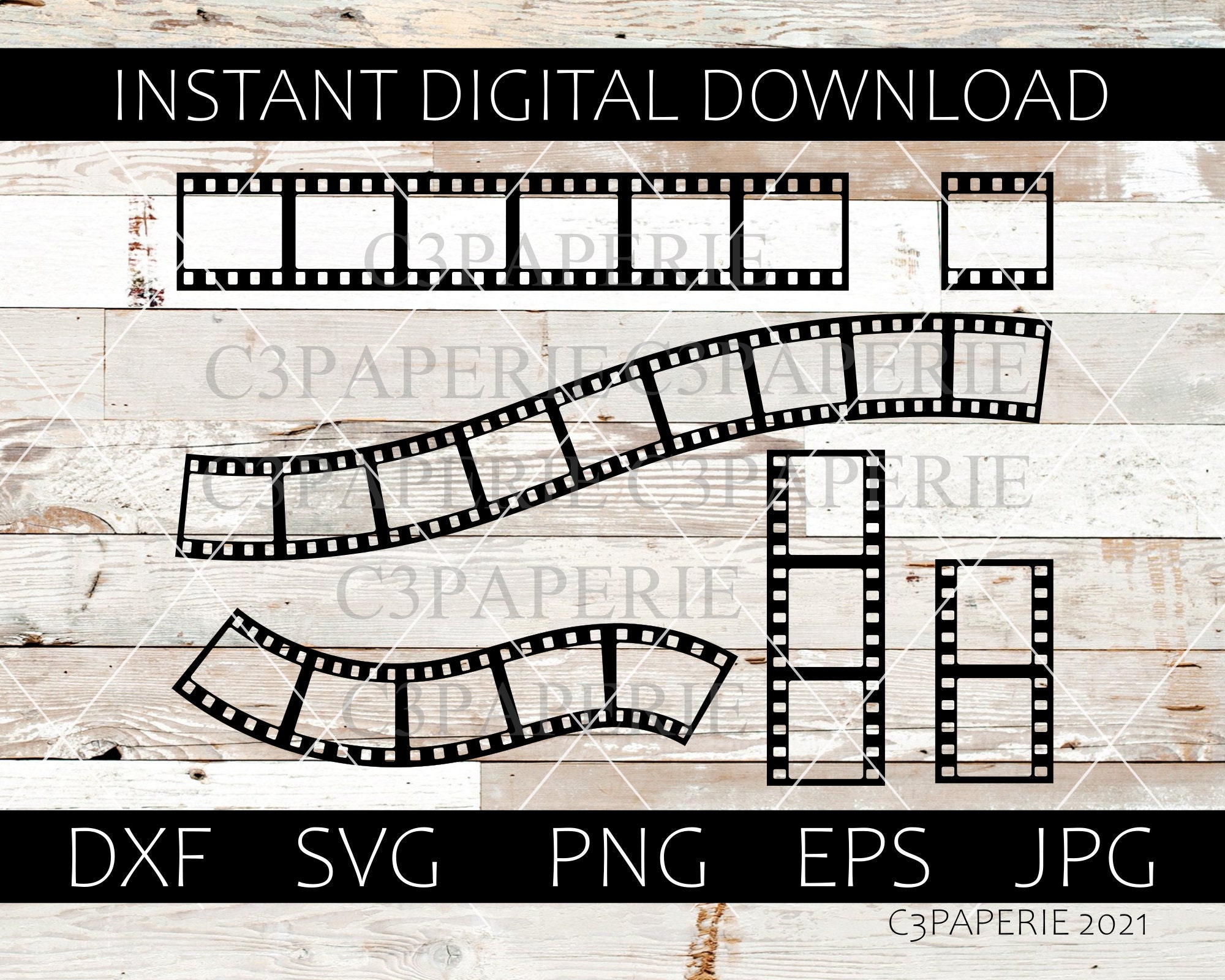 Film Strip Negative, Vector Art Set, Movie Reels, Instant Digital ...