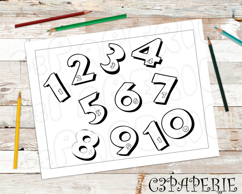 Numbers Coloring Page, Instant Download, Digital Download, 123, Learn ...
