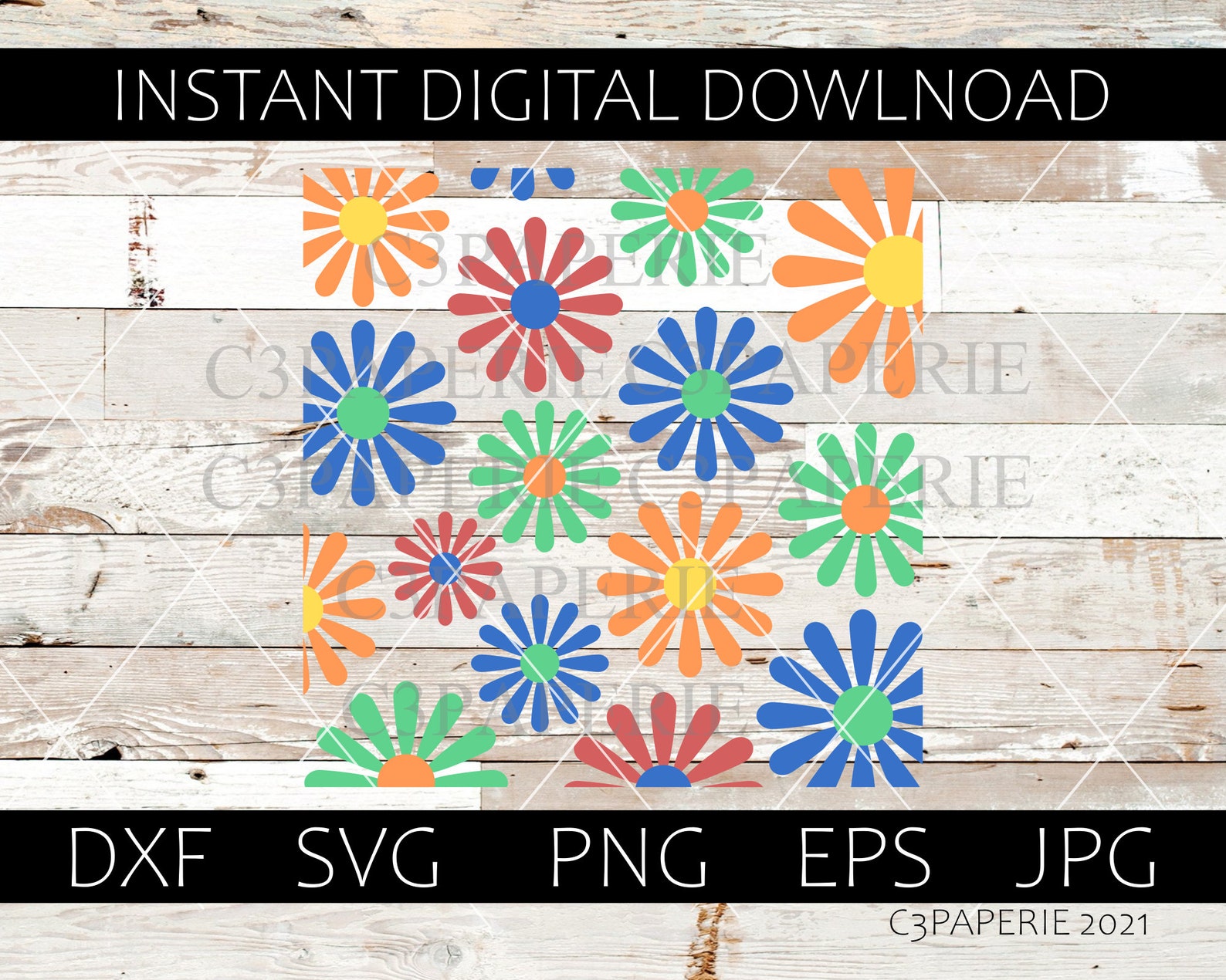 Retro Daisy Svg Flower Cut File Throwback Pattern - Etsy