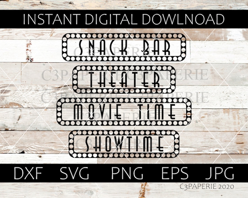 Movie Sign Svg Bundle Snack Bar Theater Theatre Showtime | Etsy