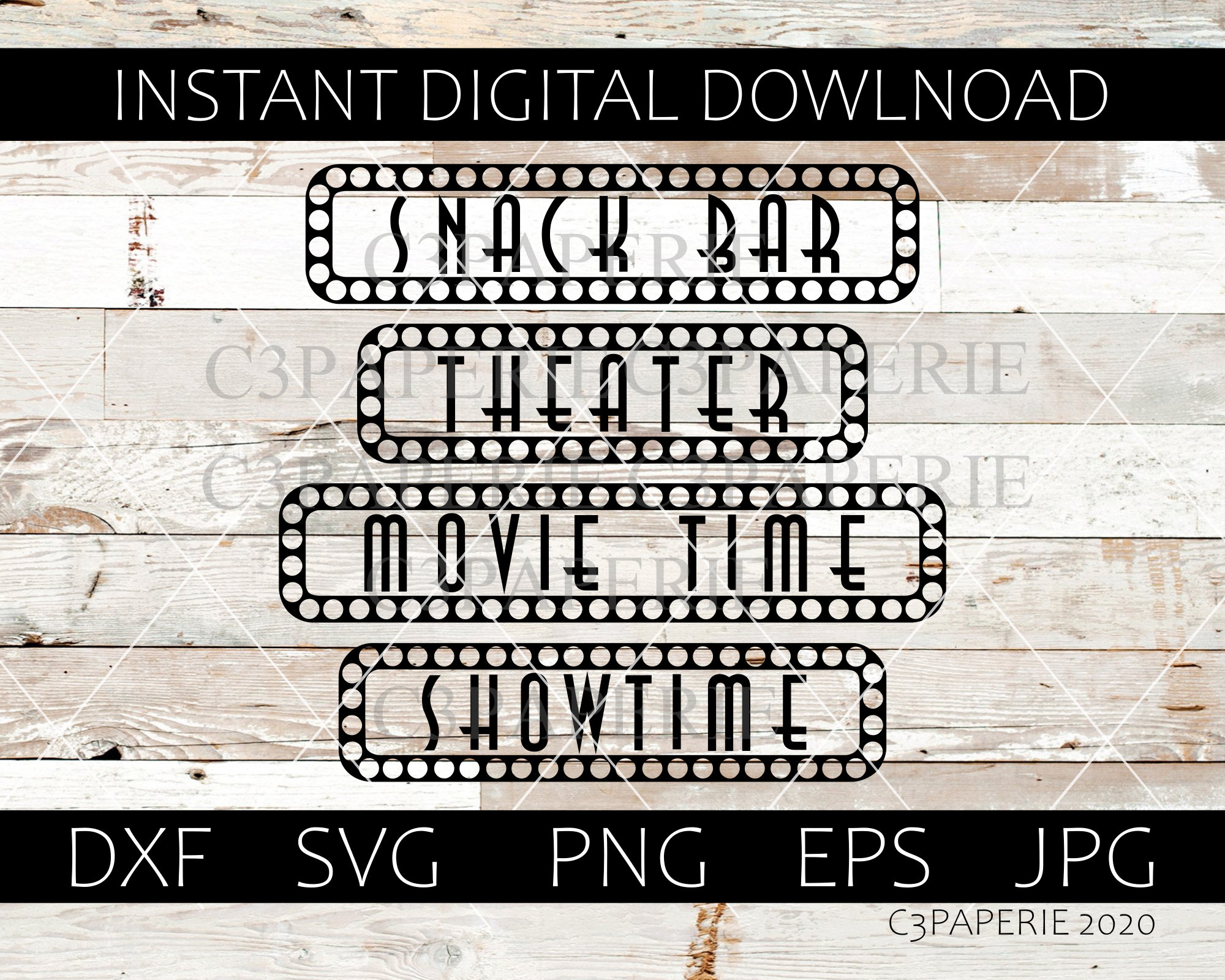 Movie Sign Svg Bundle, Snack Bar Theater, Theatre Showtime Svg, Sign ...