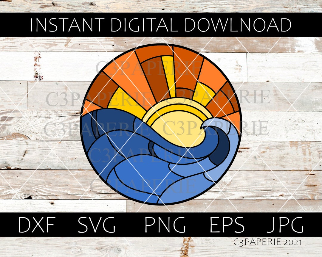 Summer Sunset Svg, Stained Glass Design, Abstract Art, Beach Sunshine ...
