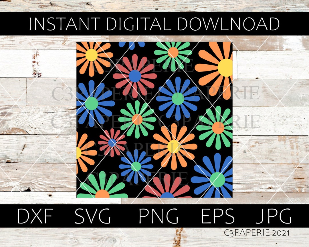 Retro Daisy Svg, Flower Cut File, Throwback Pattern, Background Image ...