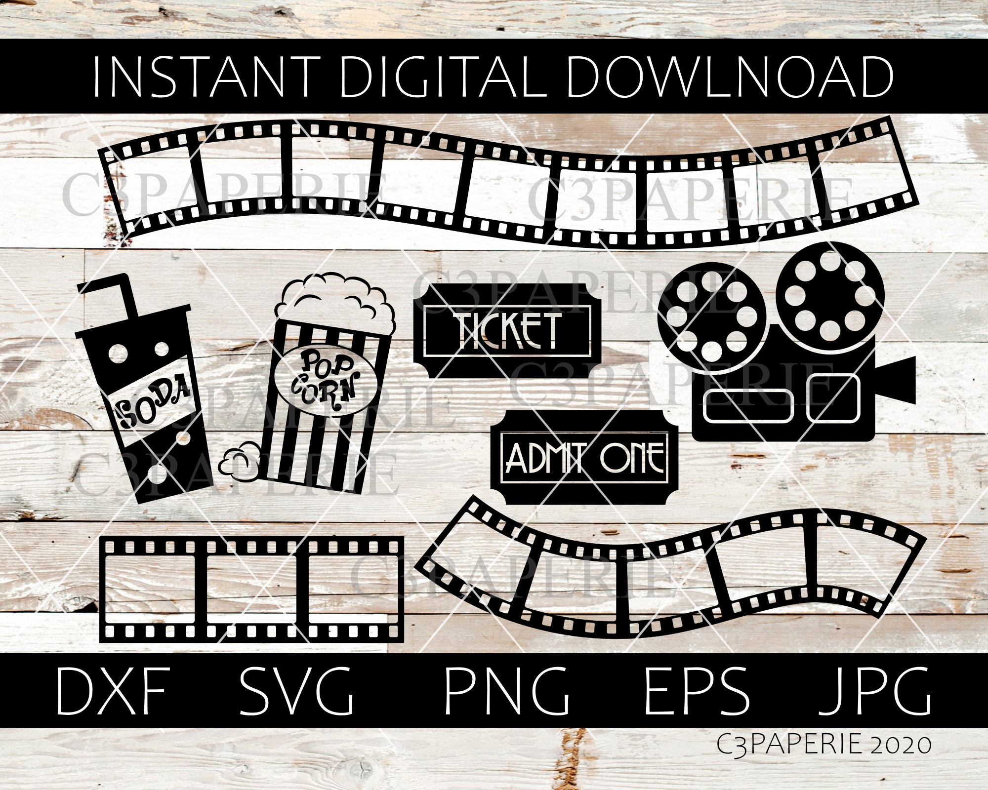 Movie Svg Theater Bundle Dxf Movie Time Eps Commercial Use | Etsy